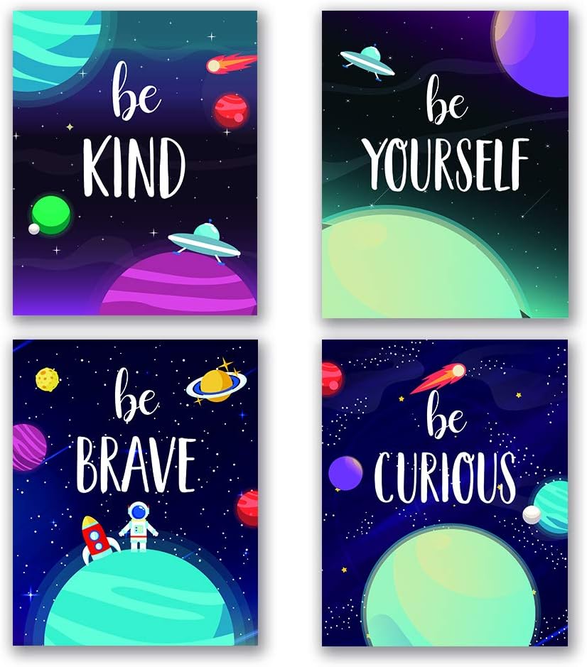 Amazon.com: Funny Outer Space Planet Inspirational Art Print, Cartoon ...