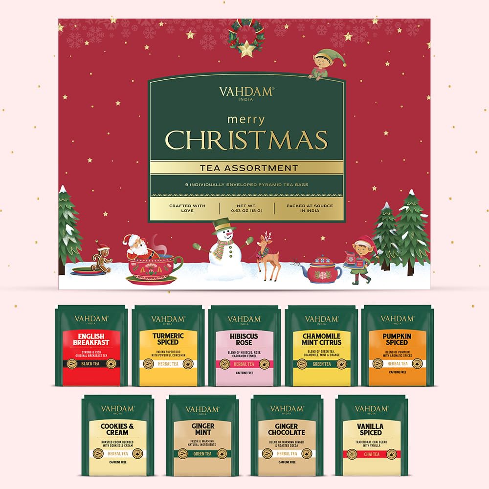 Amazon.com: VAHDAM, Merry Christmas Tea Gift Set (9 Individually ...