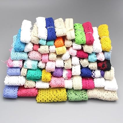 Amazon.com: Cotton Ribbon Random Mixed Size Colors Sewing Tassel Lace ...