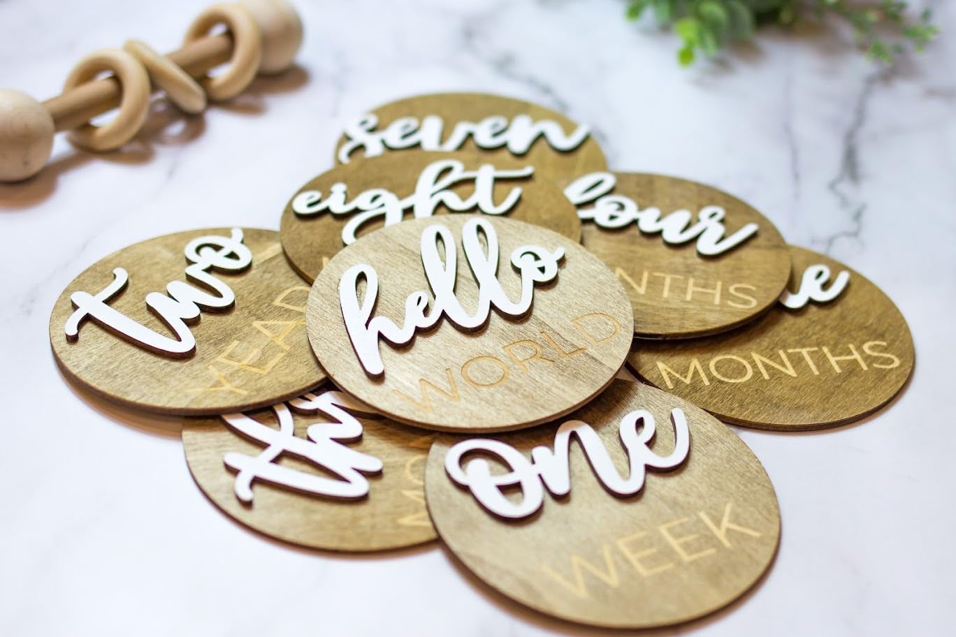 Amazon.com : Wooden 3D Monthly Milestone Discs for Baby Photos (20 pcs ...