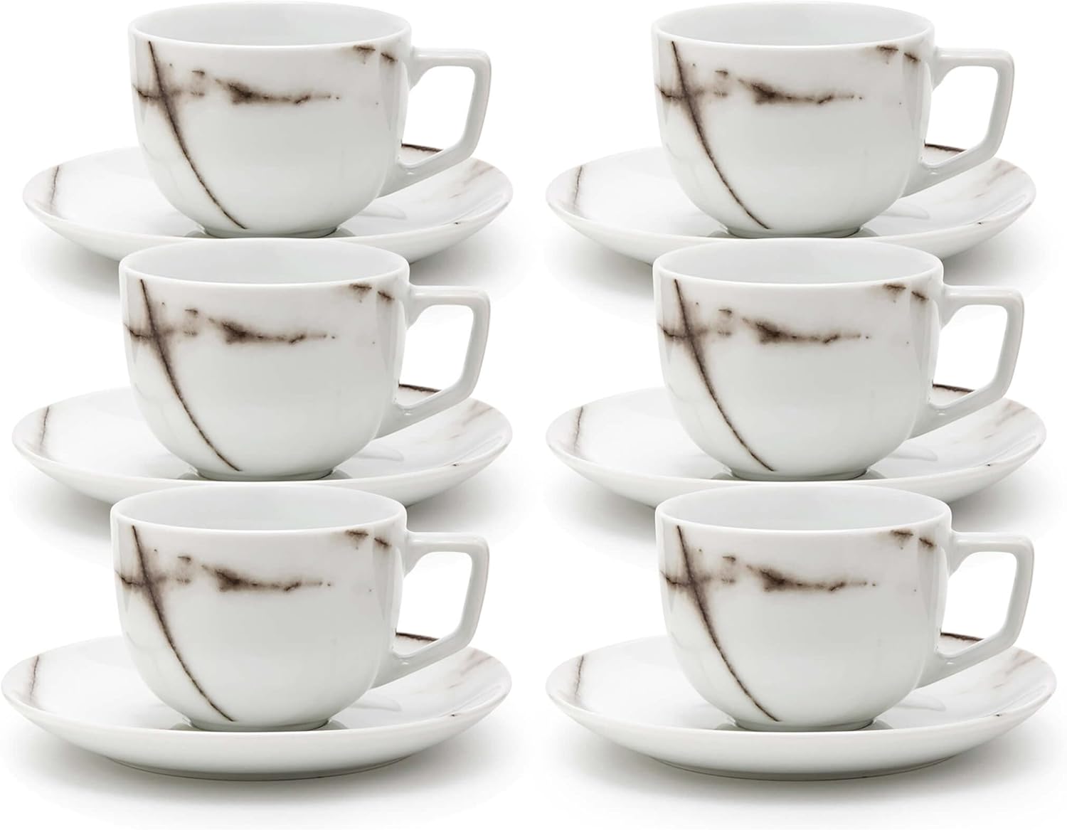 salt&pepper Marble Tea Cups & Saucers 220mL - Set of 6 - White - House ...