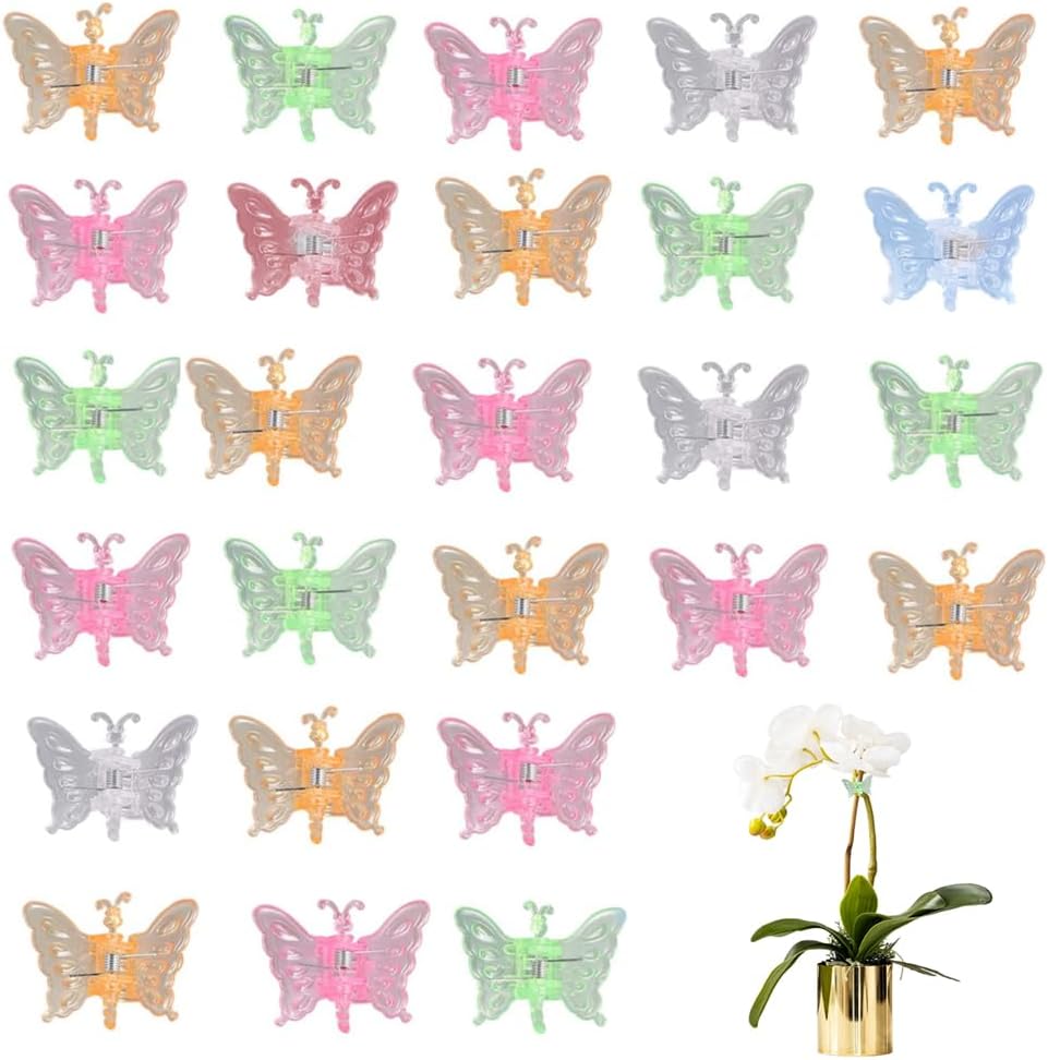XPQINXPX 30 Pieces Orchid Clips Butterfly Plastic Clips Garden Plant ...