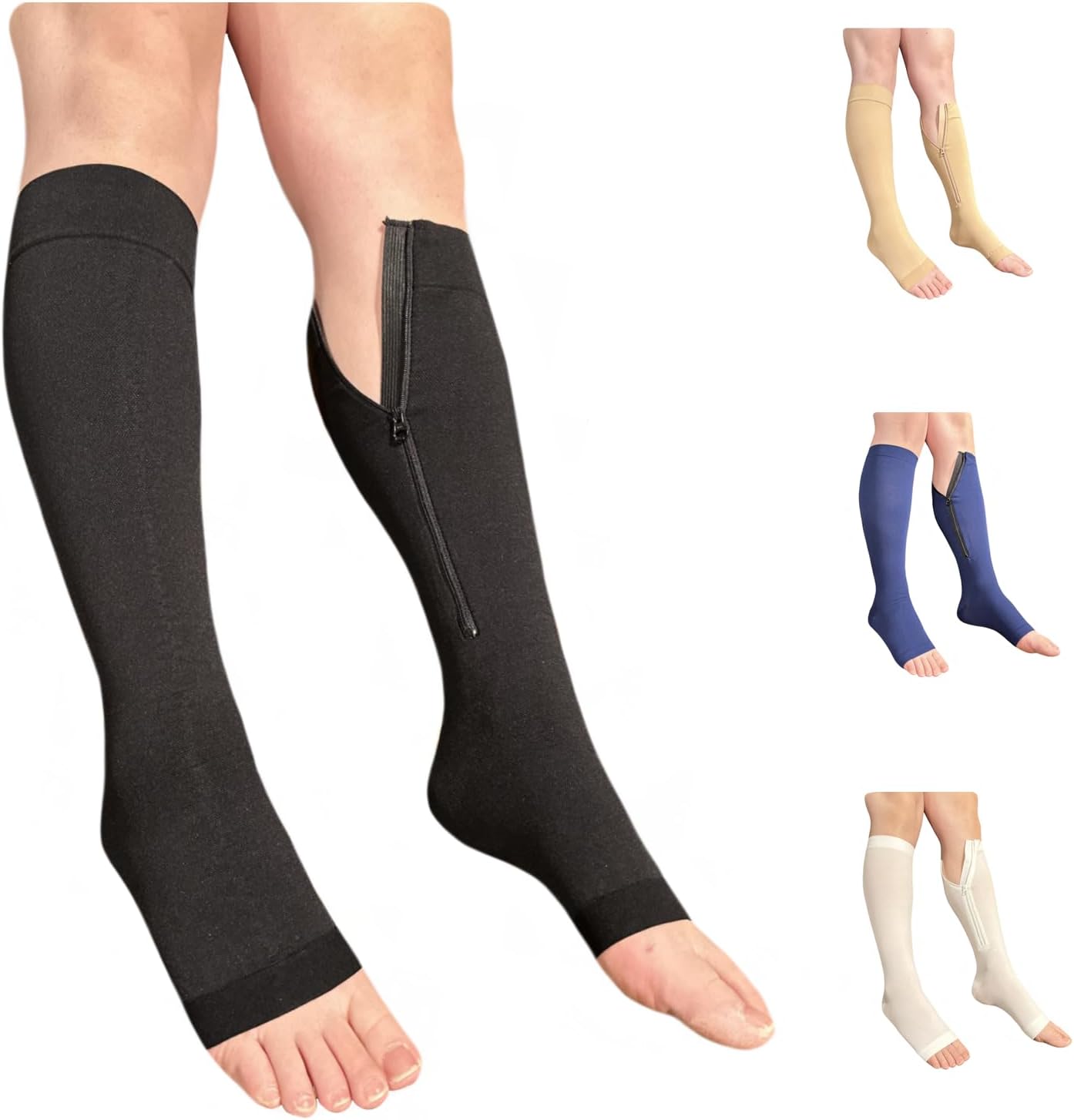 Amazon.com: Bacophy 2 Pairs Medical Zipper Compression Socks 15-20 mmHg ...