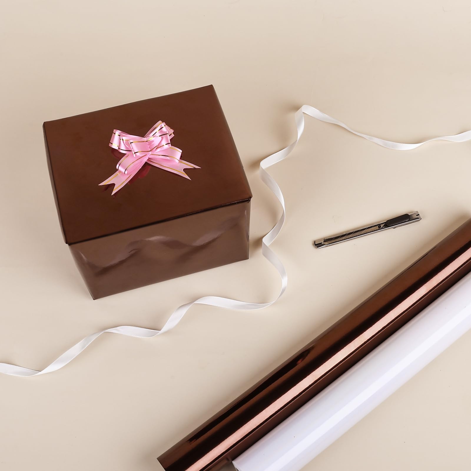 Snapklik.com : NESCCI Brown Metallic Wrapping Paper, Solid Color Paper ...
