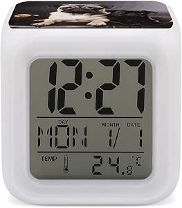 Amazon.com: LPSADGF Pug Dogs Alarm Clock, 3-Inch Compact Digital Alarm ...