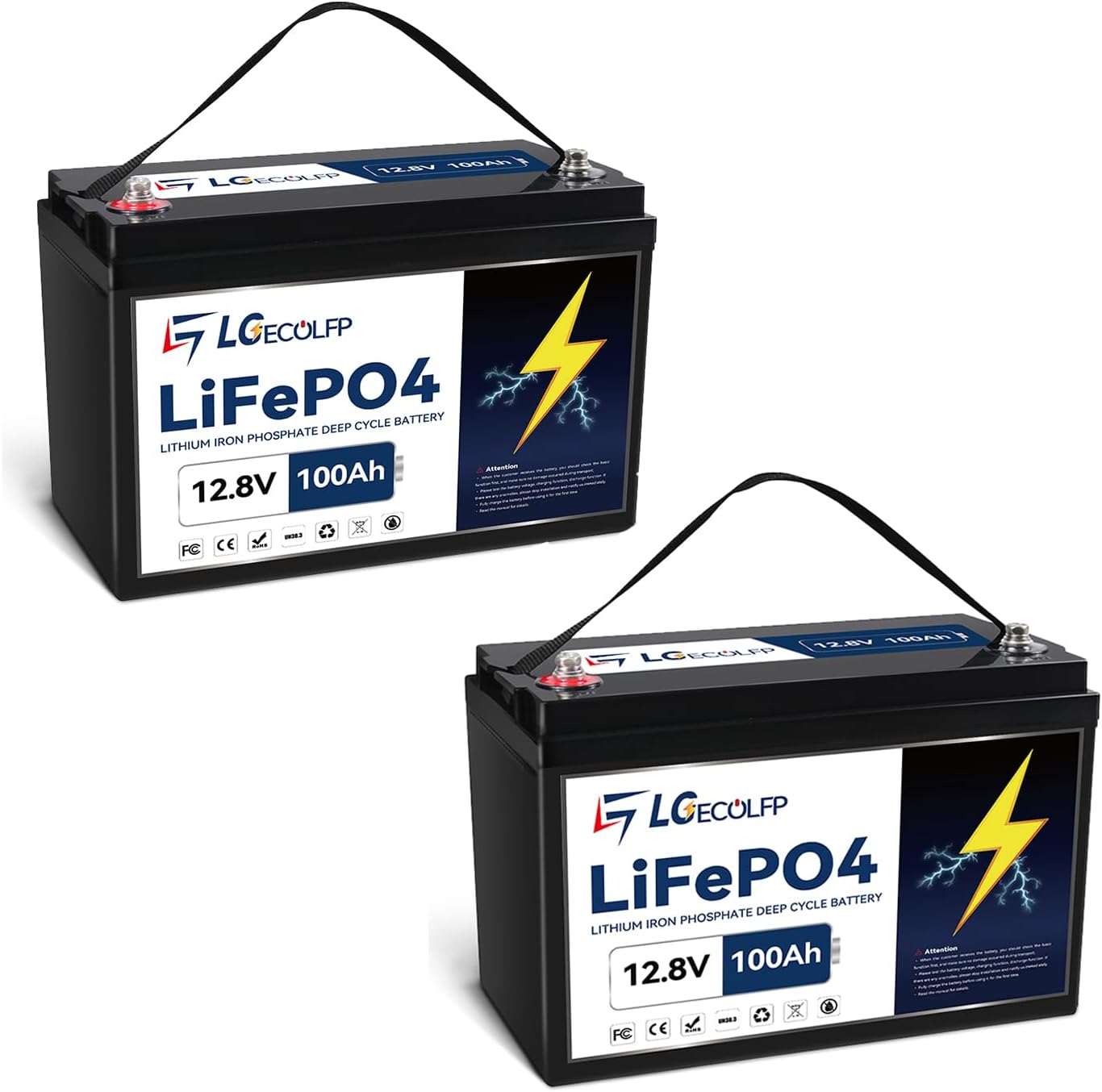 Amazon.com: LGECOLFP 12V LiFePO4 Battery 100Ah 2Pack, Lithium Batteries ...