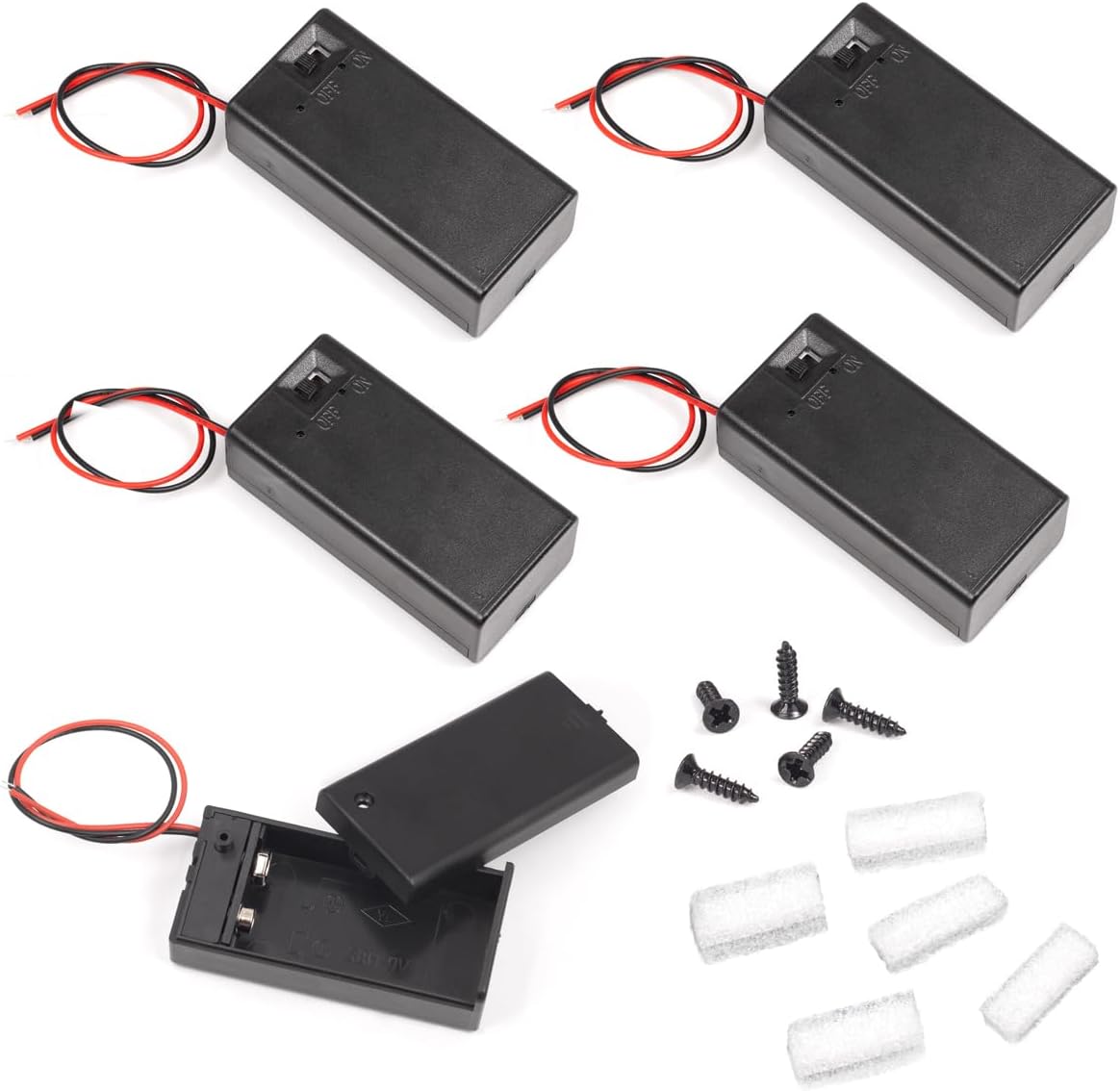 Amazon.com: LampVPath (Pack of 5 9v Battery Holder, 9 Volt Battery ...