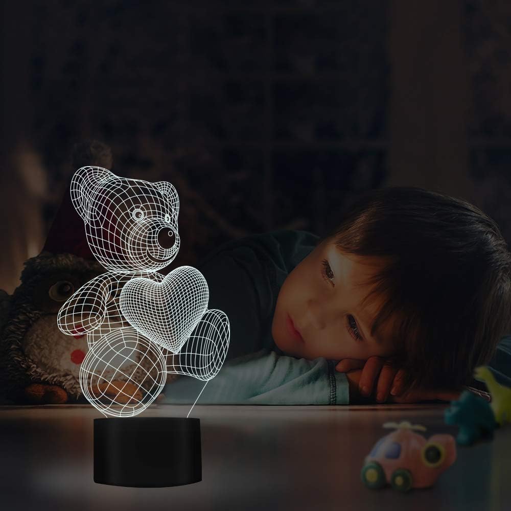 Optical Illusion 3D Lamp 7 Colour Changing Teddy Bear – BigaMart