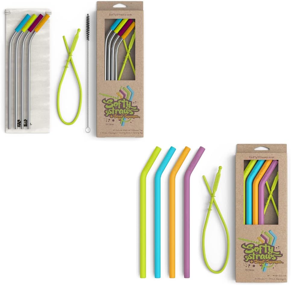 Amazon.com: Softy Straws Bright Color Straws Bundle - Silicone ...
