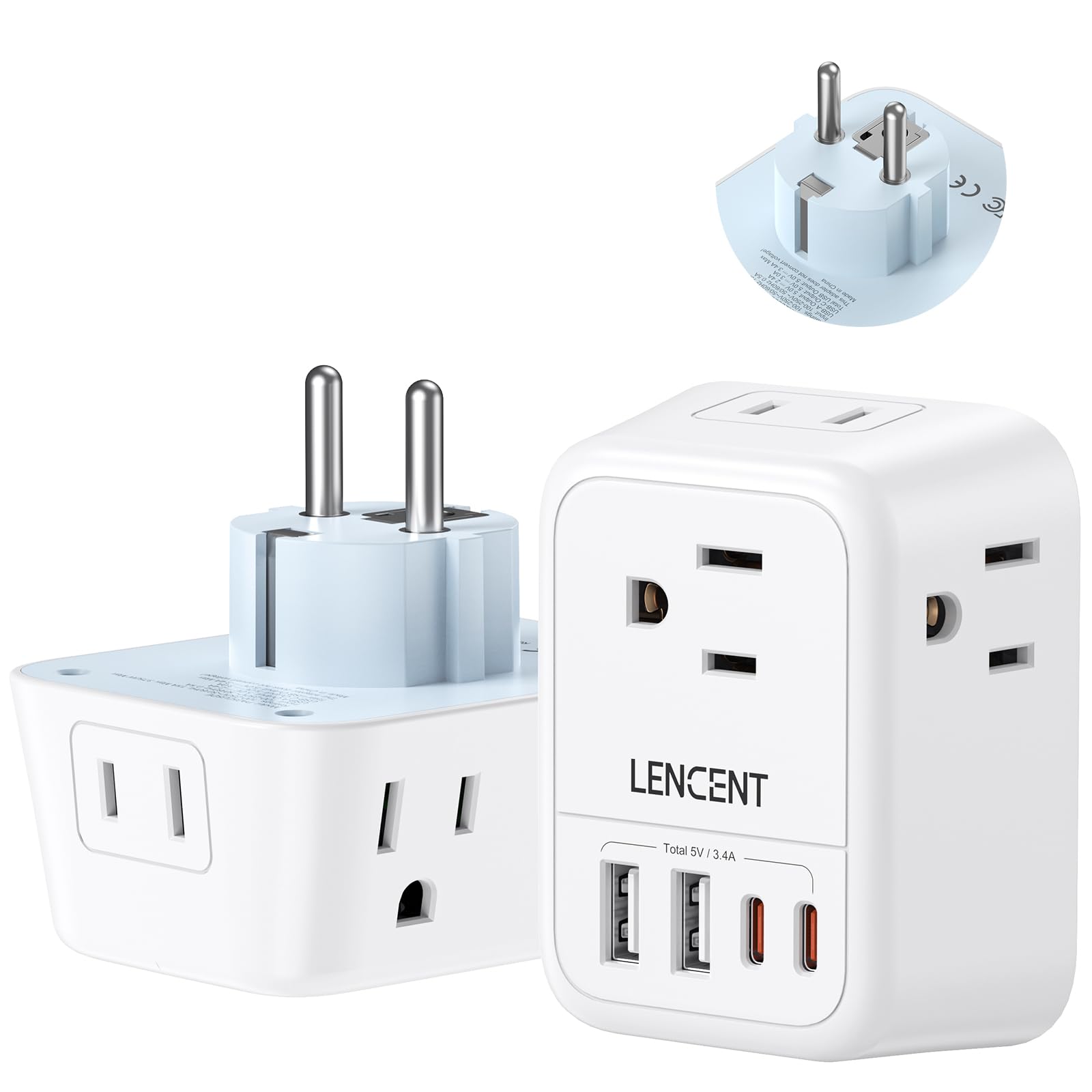 Amazon.com: LENCENT Germany France Travel Power Adapter, Schuko Type E ...
