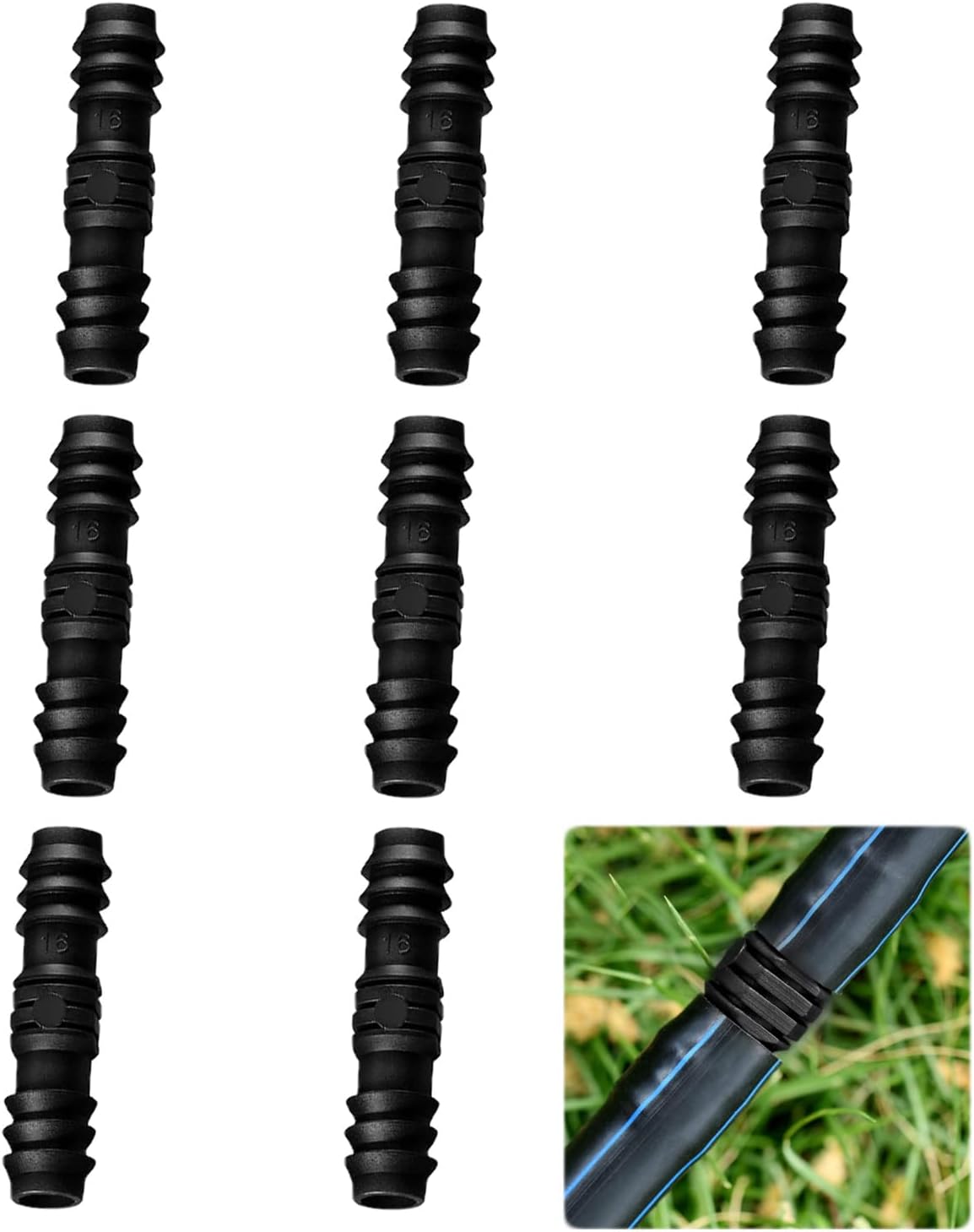 8 Pieces Drip Garden Barbed Connector Plastic Drip Irrigation Hose ...