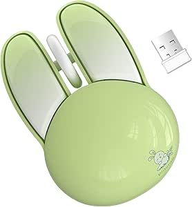 KNOWSQT Bunny - mouse inalámbrico verde, 2.4 G de conejo silencioso con ...