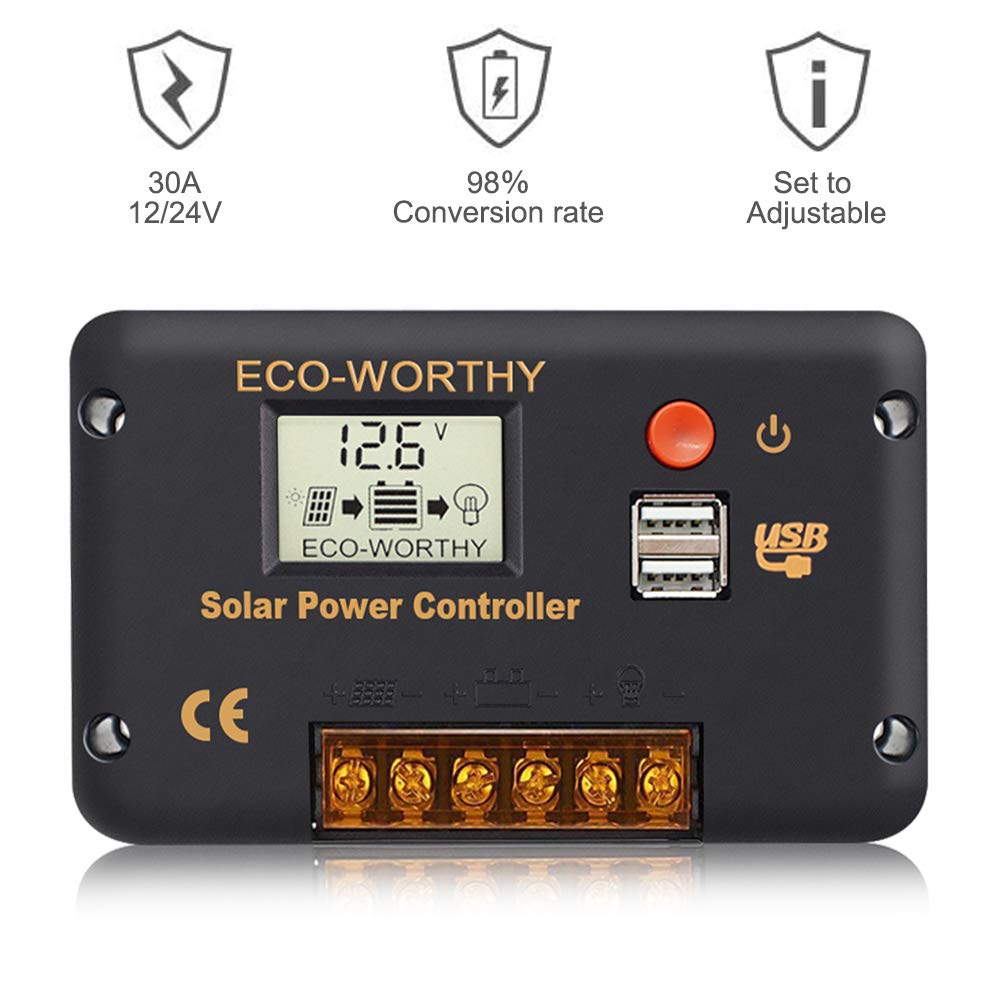 ECO-WORTHY 100W Solar Panel Kit Off-Grid System: 100W 12V ...