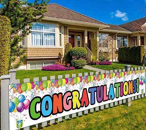 Amazon.com: ANATANOWOR Large Congratulations Decoration Banner, Black ...