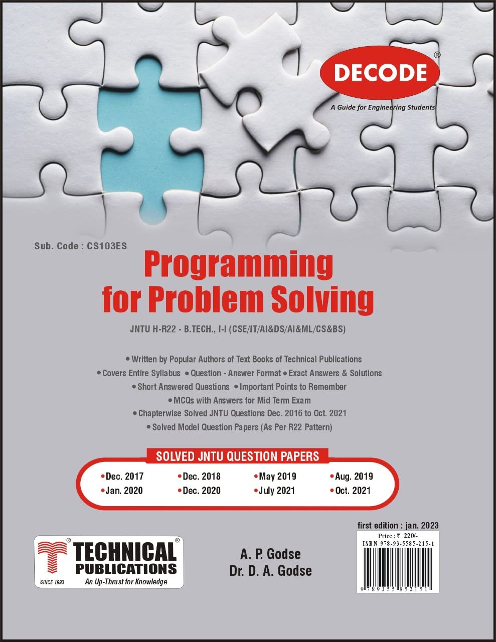 Amazon.in: Buy Programming for Problem Solving for JNTU-H 22 Course (I ...