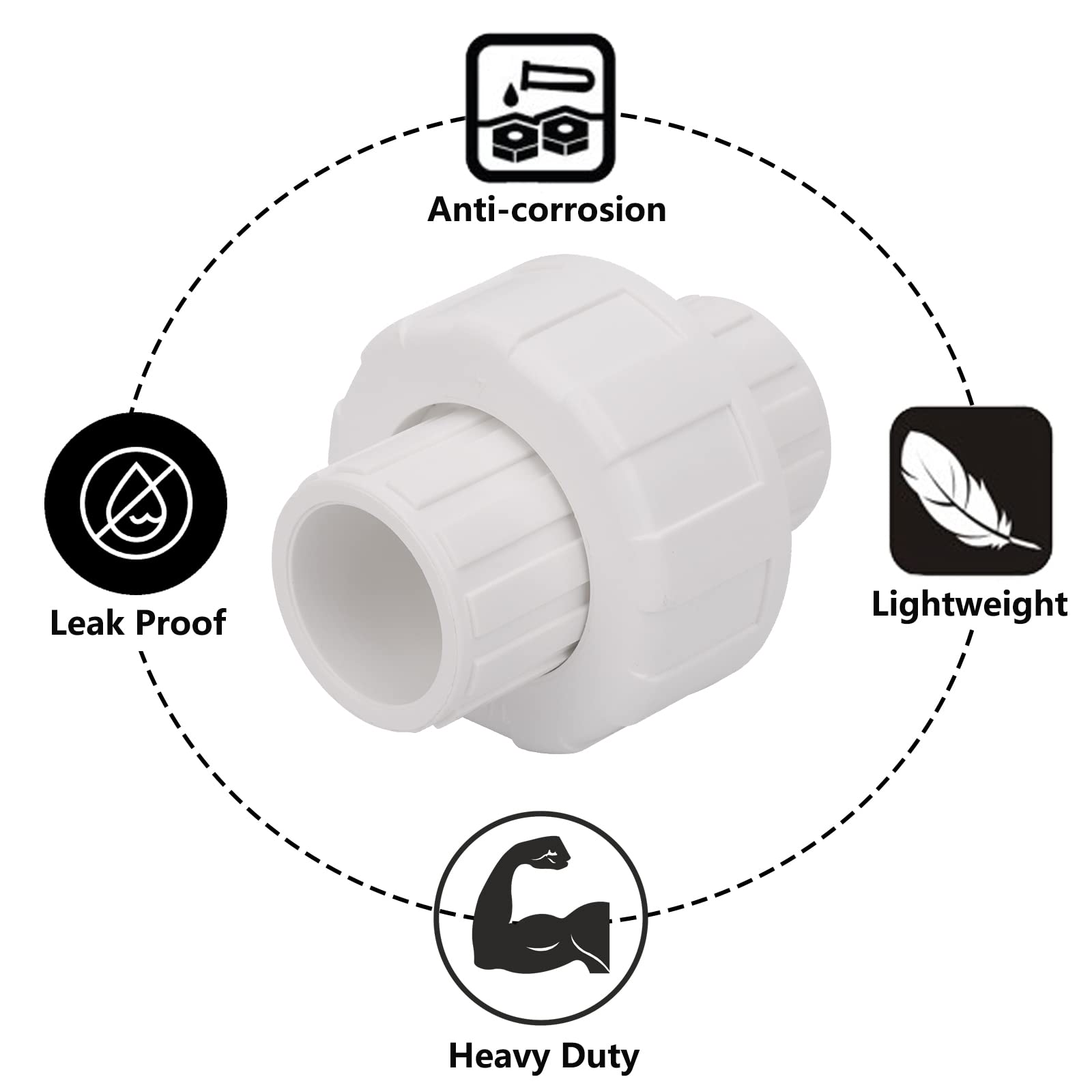 Snapklik.com : 6Pcs 1/2" PVC Union Coupling Pipe Fitting