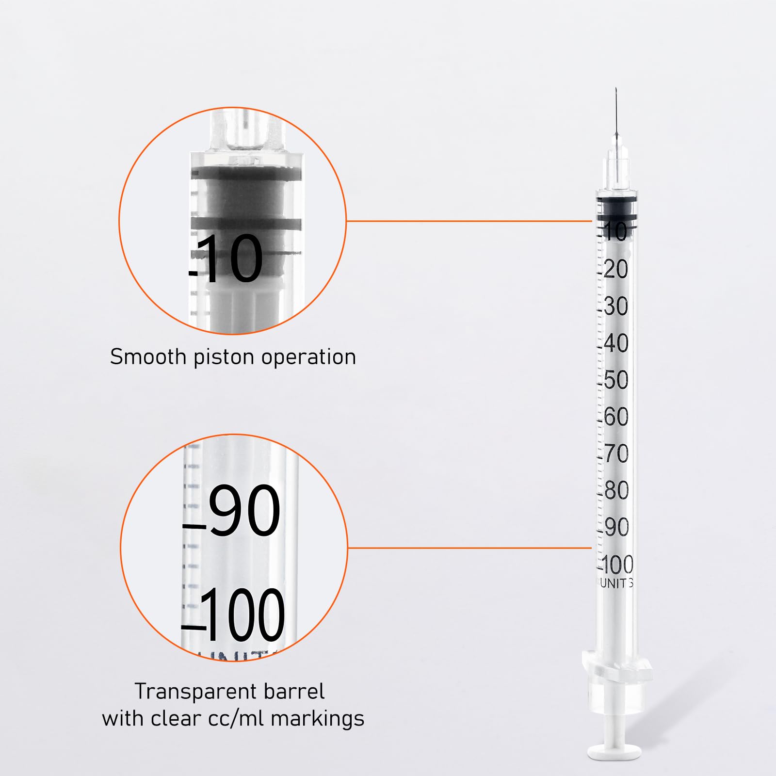Snapklik.com : U 100 1ml 30 Gauge 1cc 5/16 Inch 8mm Lab Disposable Dispensing Supplies