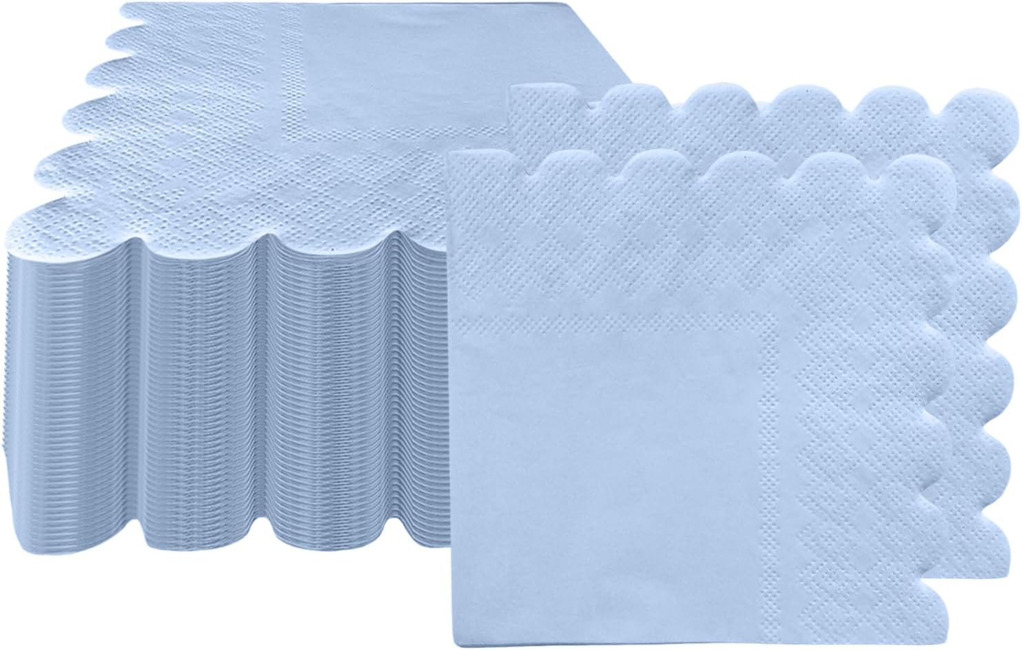 Amazon.com: 50 Pieces 3-ply Light Blue Napkin Disposable Scalloped ...