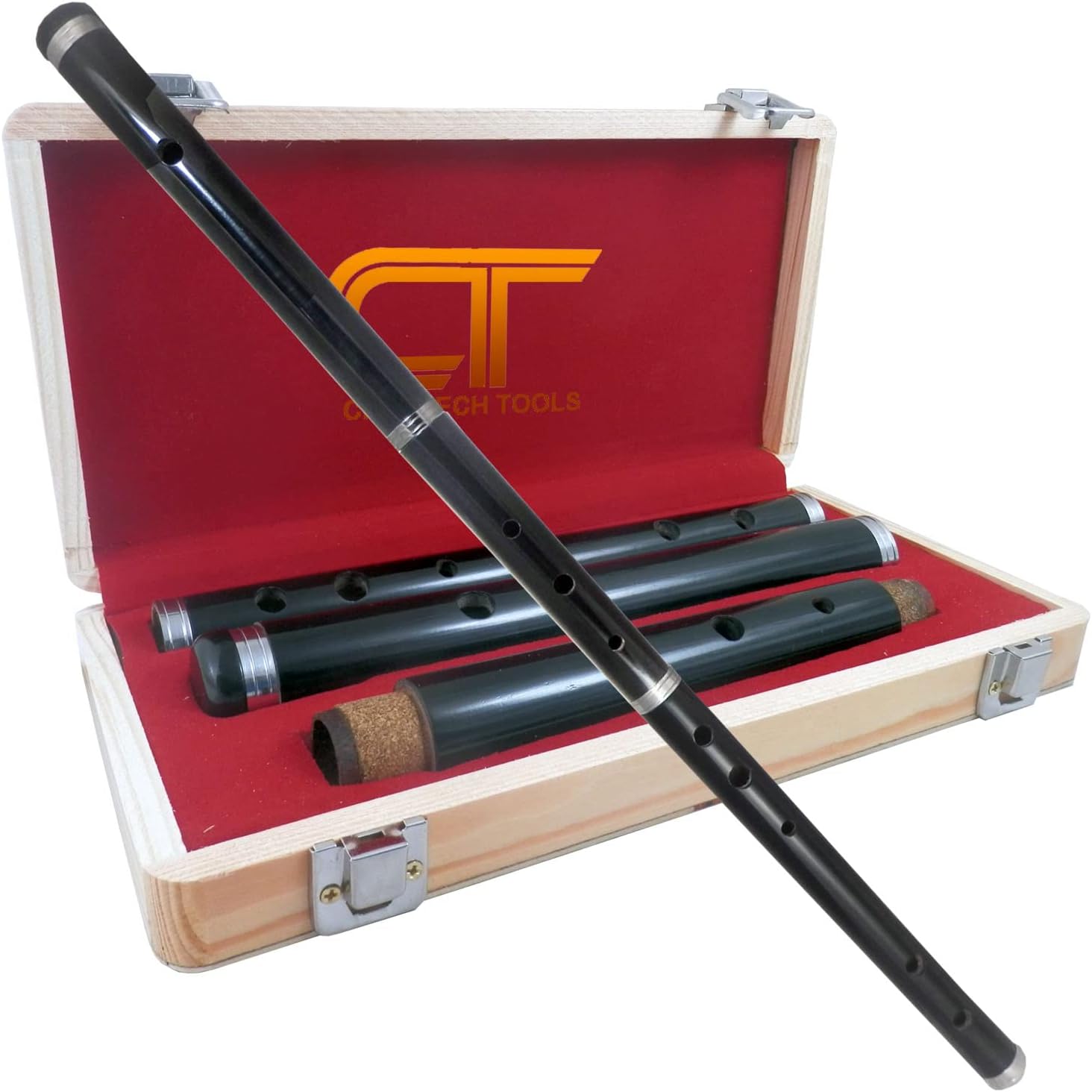 Traditional Irish Wooden”D” Flute with Hard Wood Case (26″ 3-Part 8 ...