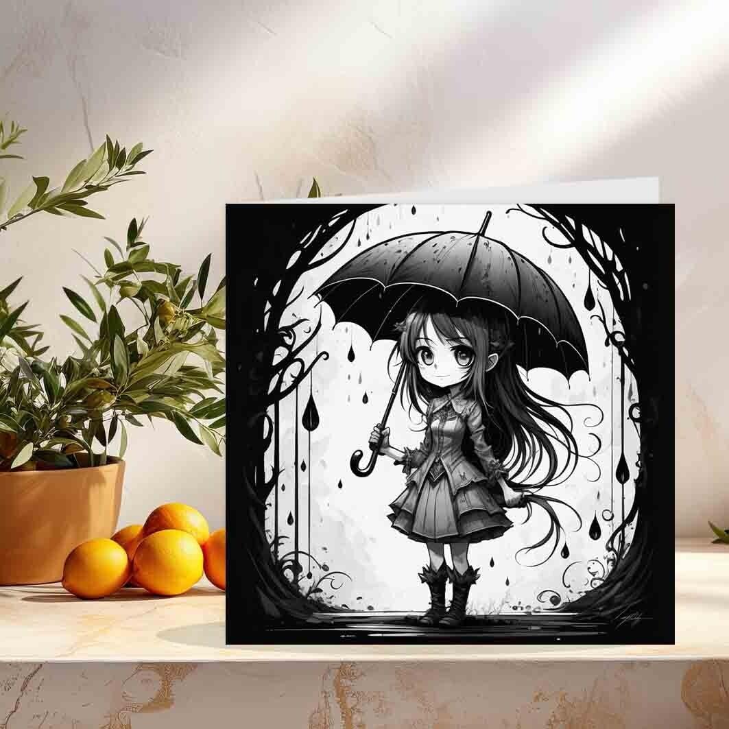 Carino Gotico Ragazza Biglietto Di Auguri - Anime Goth Girl 145