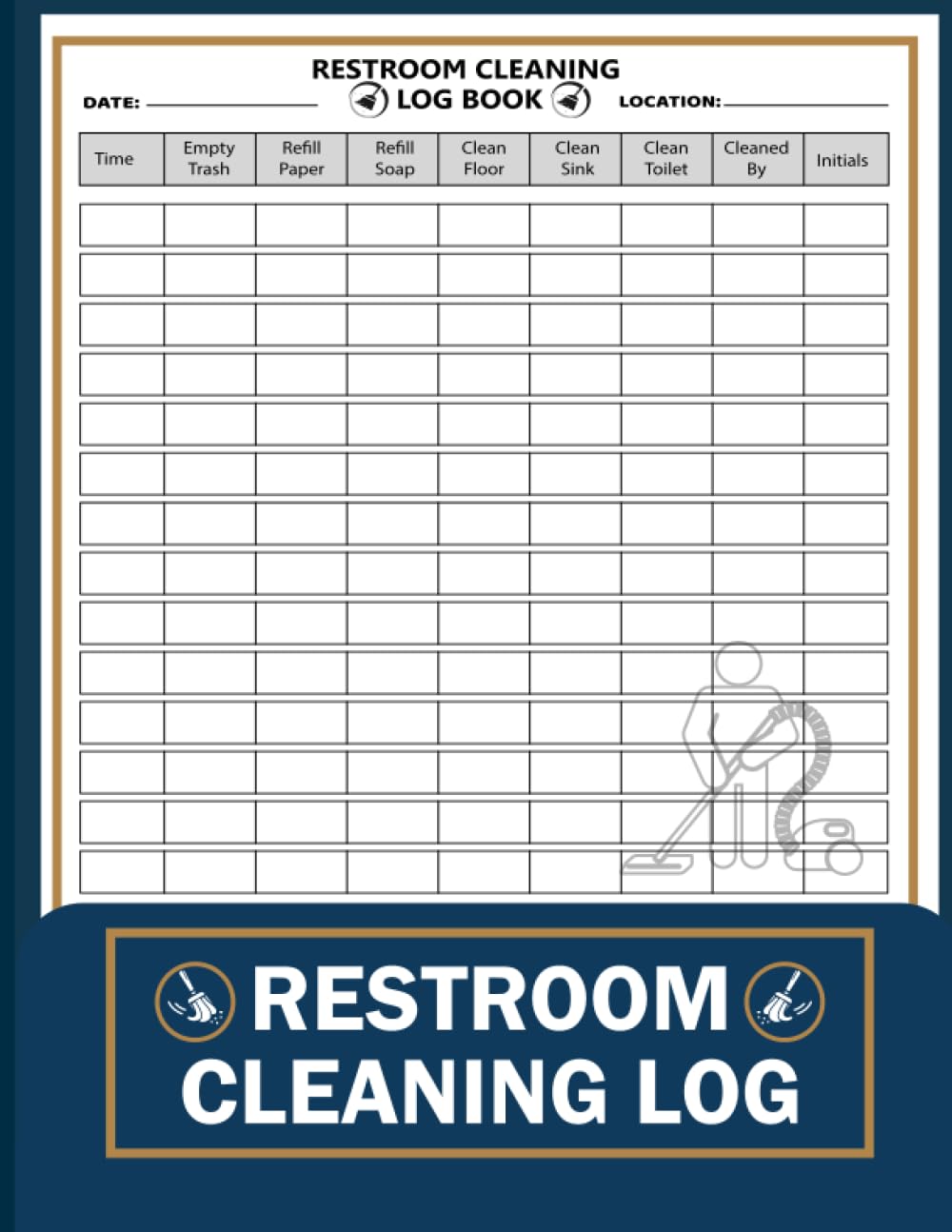 Restroom Cleaning Log Book: Restroom Cleaning Checklist Log Daily ...