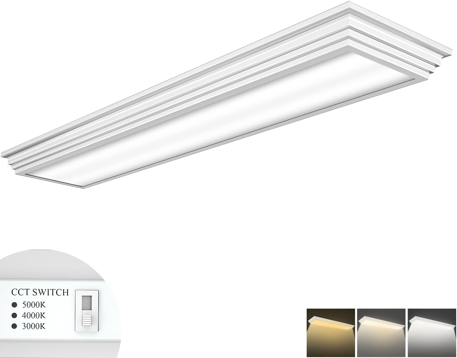 FAITHSAIL Dimmable 4FT LED Wraparound Light, Selectable 3 Color ...