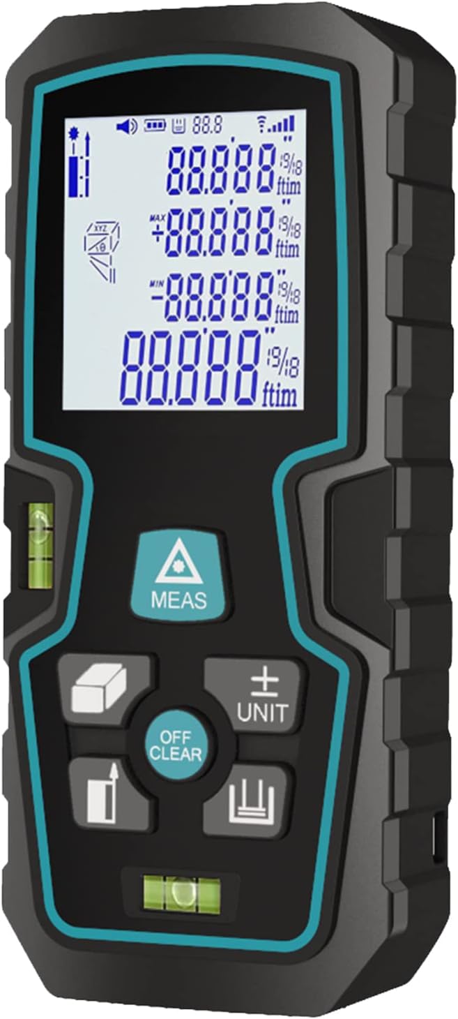 ALLESM Laser Meter,50M/165ft Digital Laser Distance Meter with 2 Bubble ...