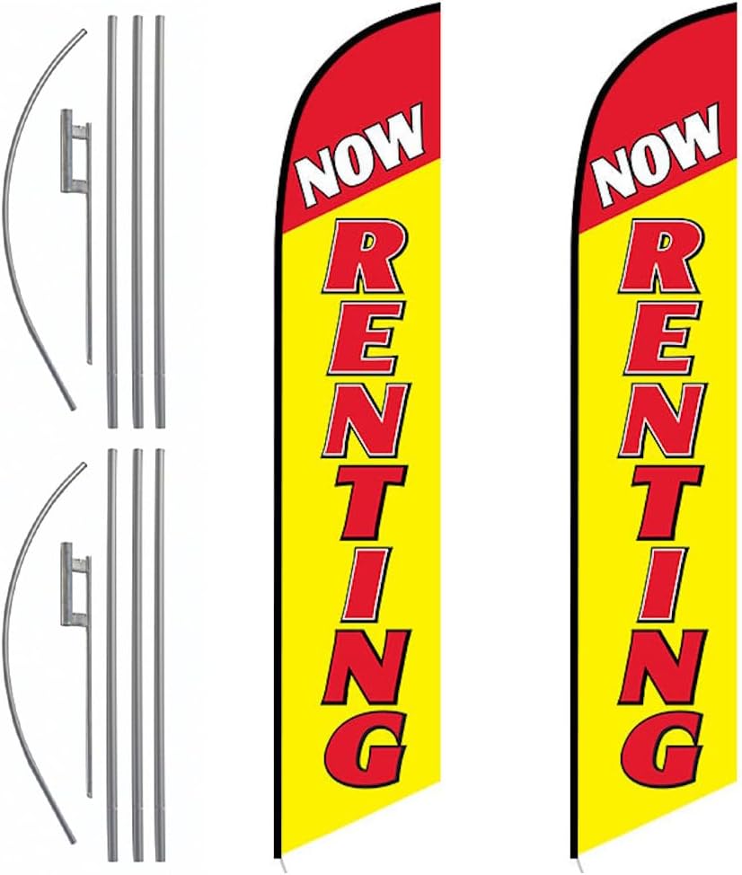 Amazon.com : Now Renting Feather Banner Flags (Complete Kits, Pack of 2 ...