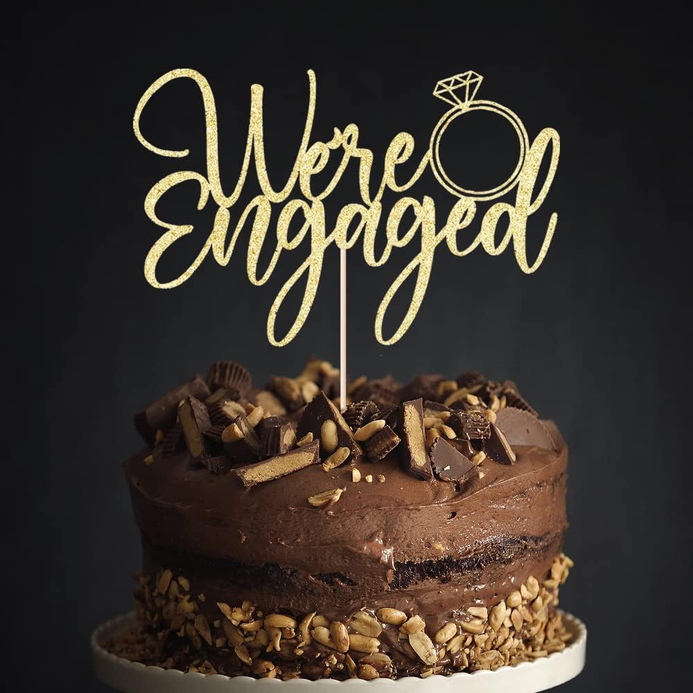 Amazon.com: AROKIPPRY We're Engaged Cake Topper for Engagement Party ...