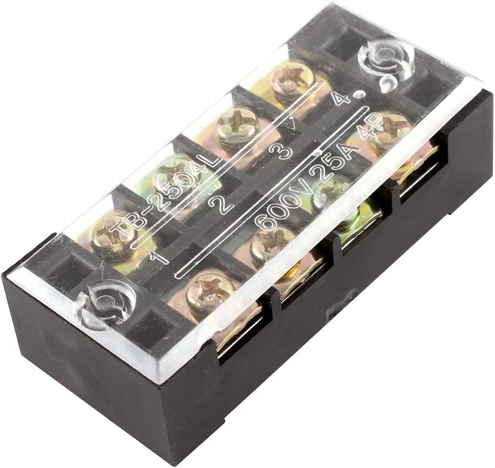 Amazon.com: IIVVERR TB-2504 600V 25A Double Row 4 Position Terminal ...