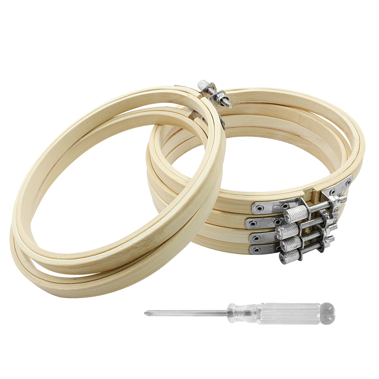 Snapklik.com : 6 Pieces 5 Inch Embroidery Hoops, Round Wood Embroidery ...