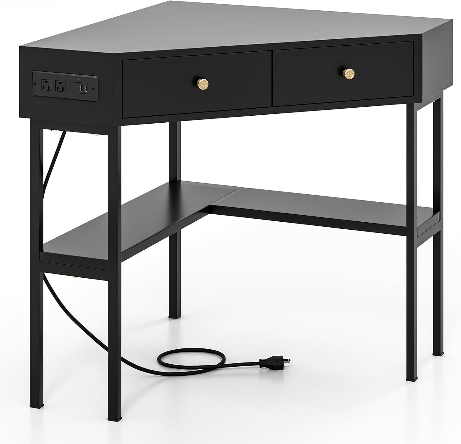 Amazon.com: SILKYDRY Corner Desk with Charging Station, 90° Triangle ...