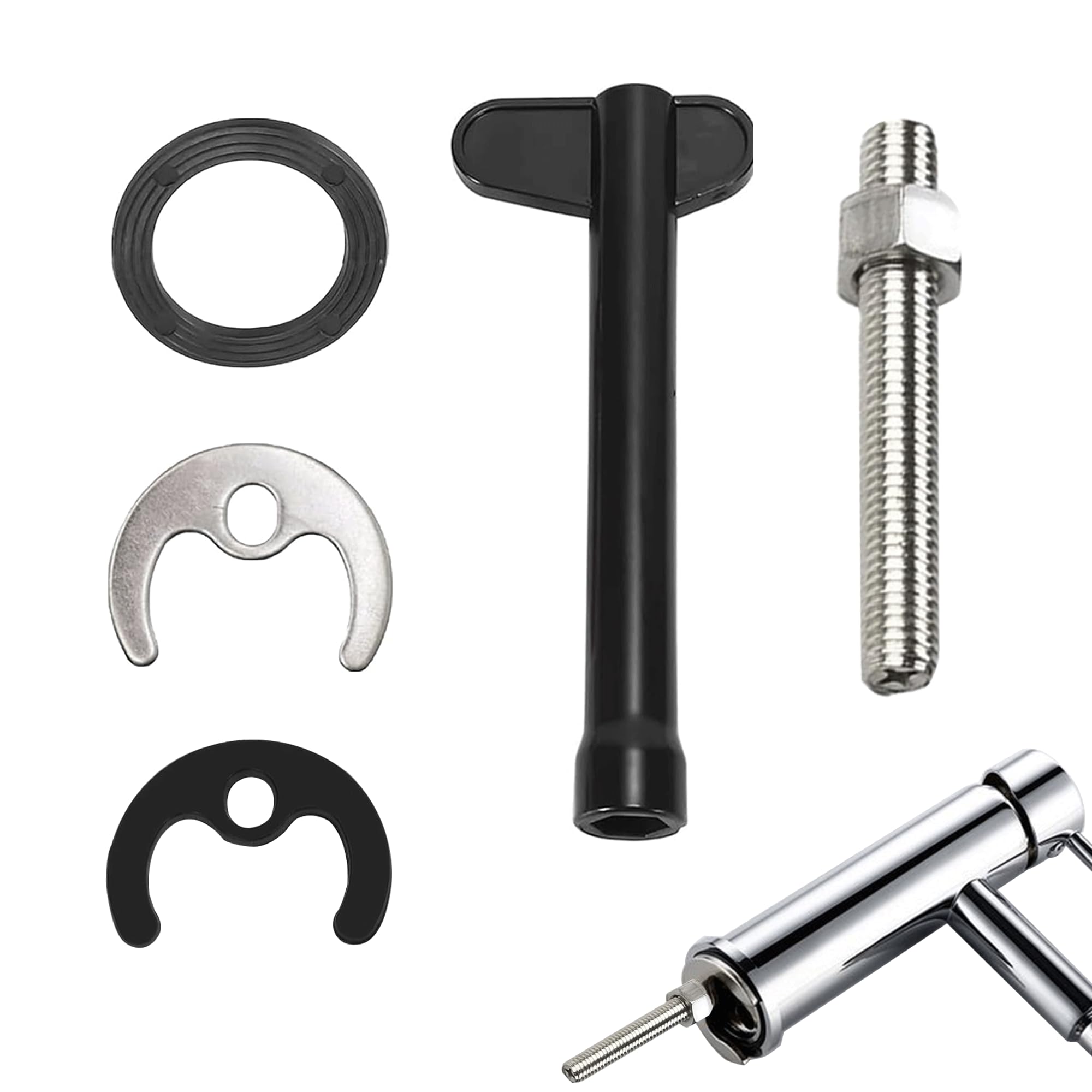 5PCS Monobloc Tap Fixing Kit Single Hole Hot and Cold Water Faucet ...