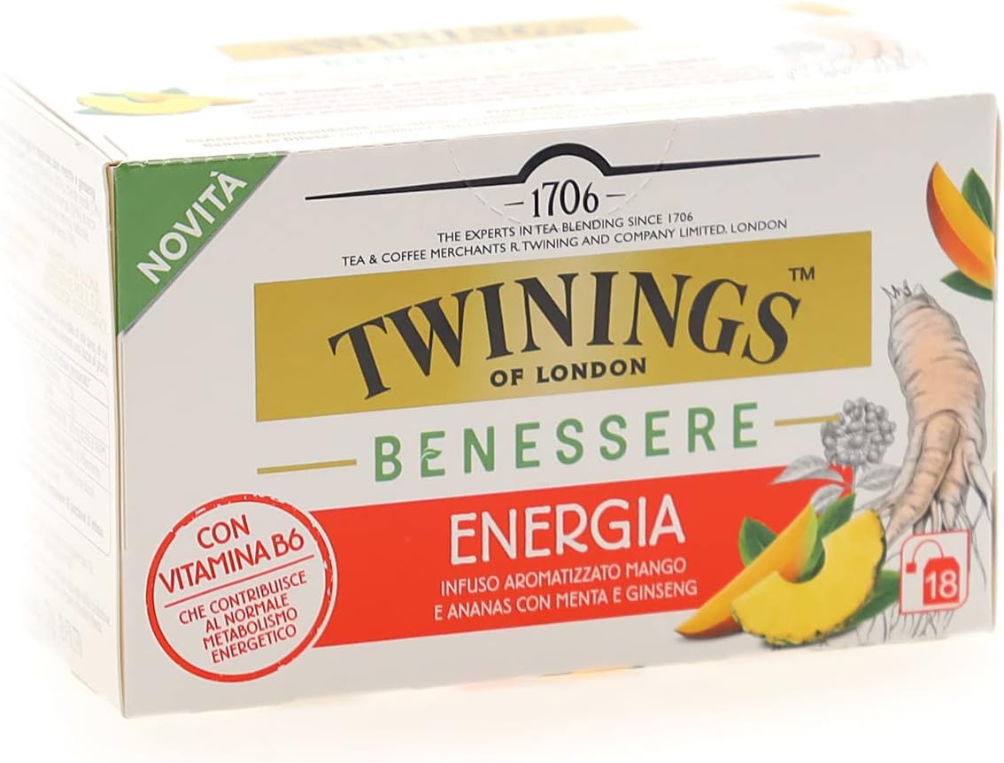 Twinings, Benessere Energia, Infuso Aromatizzato al Mango e Ananas con ...