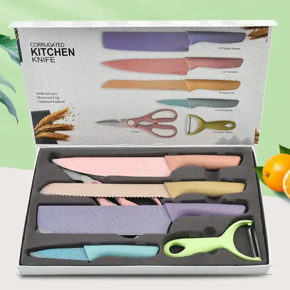 Amazon.com: Colorful Knife Set for 6 Pieces, High Carbon Steel Kitchen ...