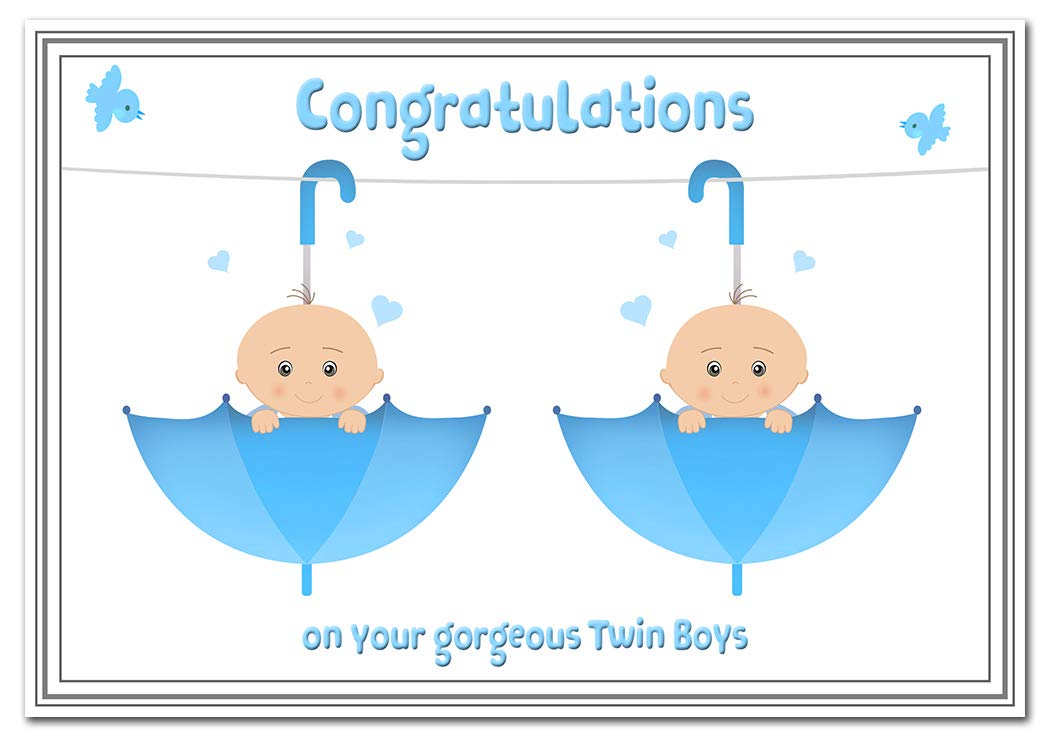Congratulations Baby Boy Twins Extra Large Newborn Twin Baby Boy Card