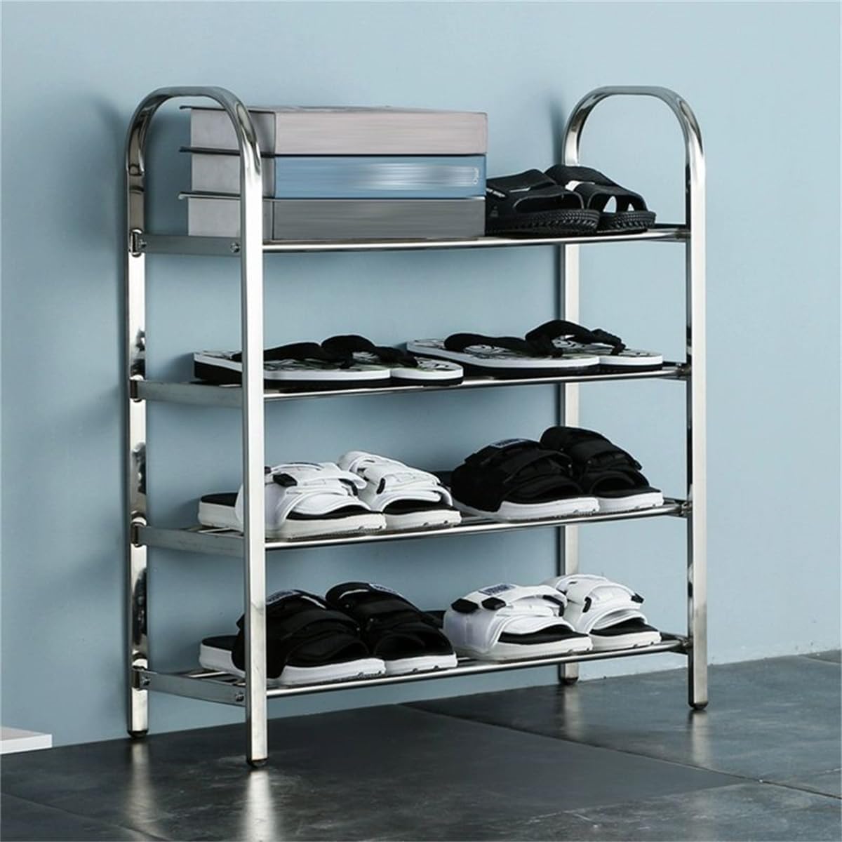 Amazon.com: KWOKING Silver Metal Shoe Rack Without Drawers - 23cm Wide ...
