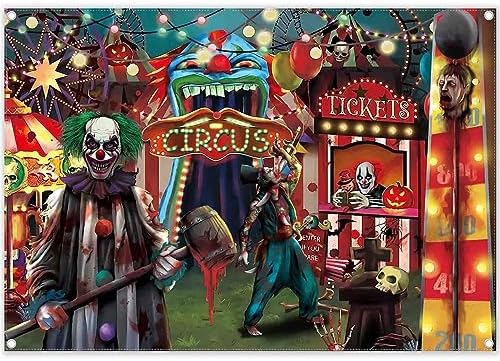Amazon.com : Yriujul 7x5ft Fabric Halloween Evil Circus Photography ...