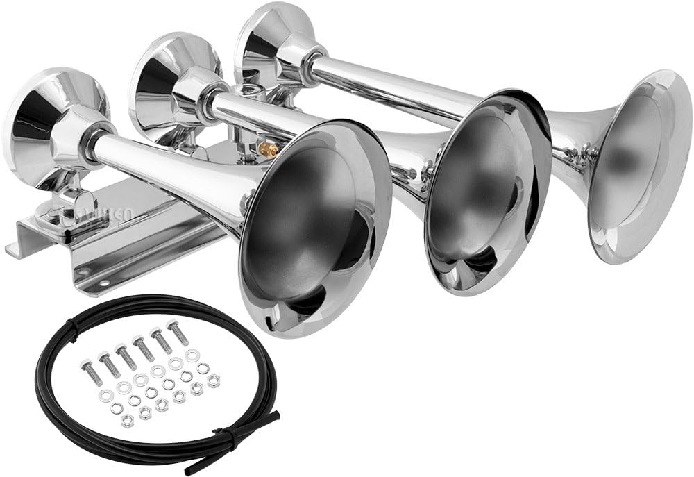 Amazon.com: Vixen Horns Train Horn for Truck/Car. 3 Air Horn Chrome ...