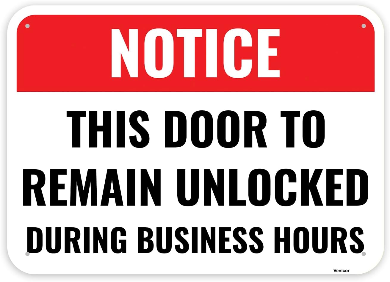 Amazon.com : (2 PACK) This Door To Remain Unlocked During Business ...