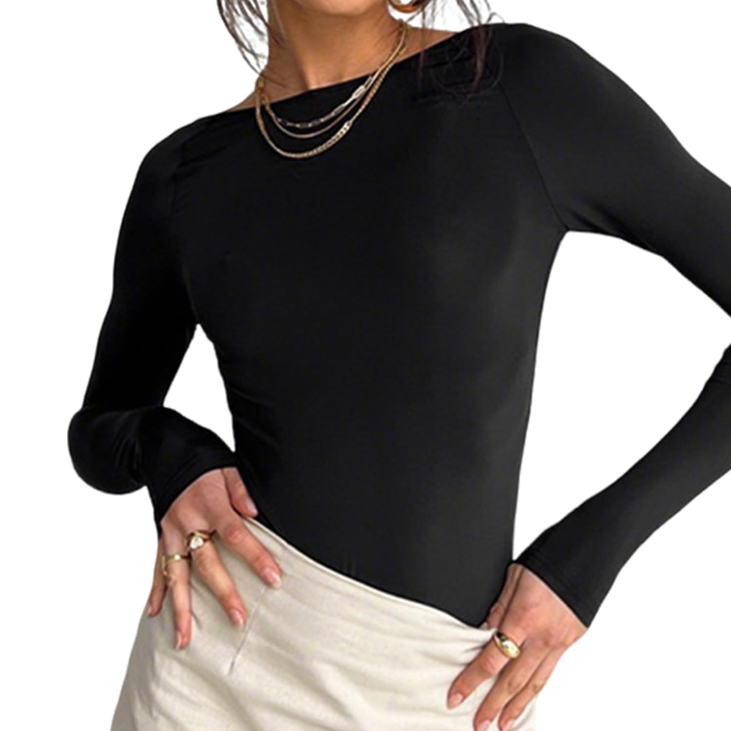 Long Sleeve Women Tops Stretch Long Sleeve Tops Women Going Out Casual ...