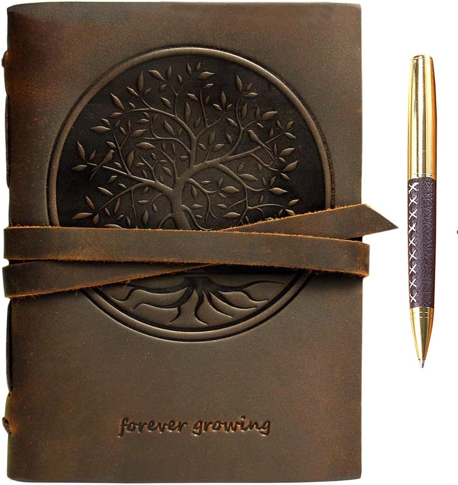 Komal's Passion Leather Leather Journal Refillable Lined Paper Tree Of ...