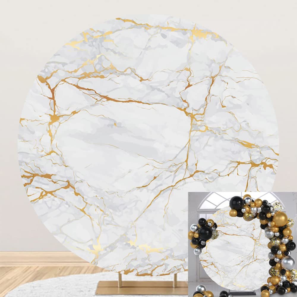 Ofila 2x2m Round Marble Photography Backdrop Gold Texture White Marble ...