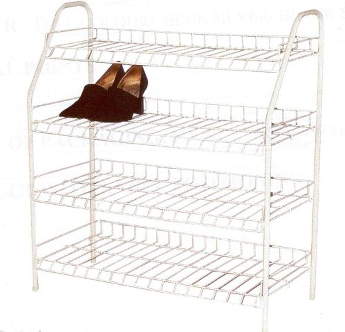 Amazon.com: H & L Russel Ltd 4 Tier White Wire Shoe Rack, Holds Up to ...