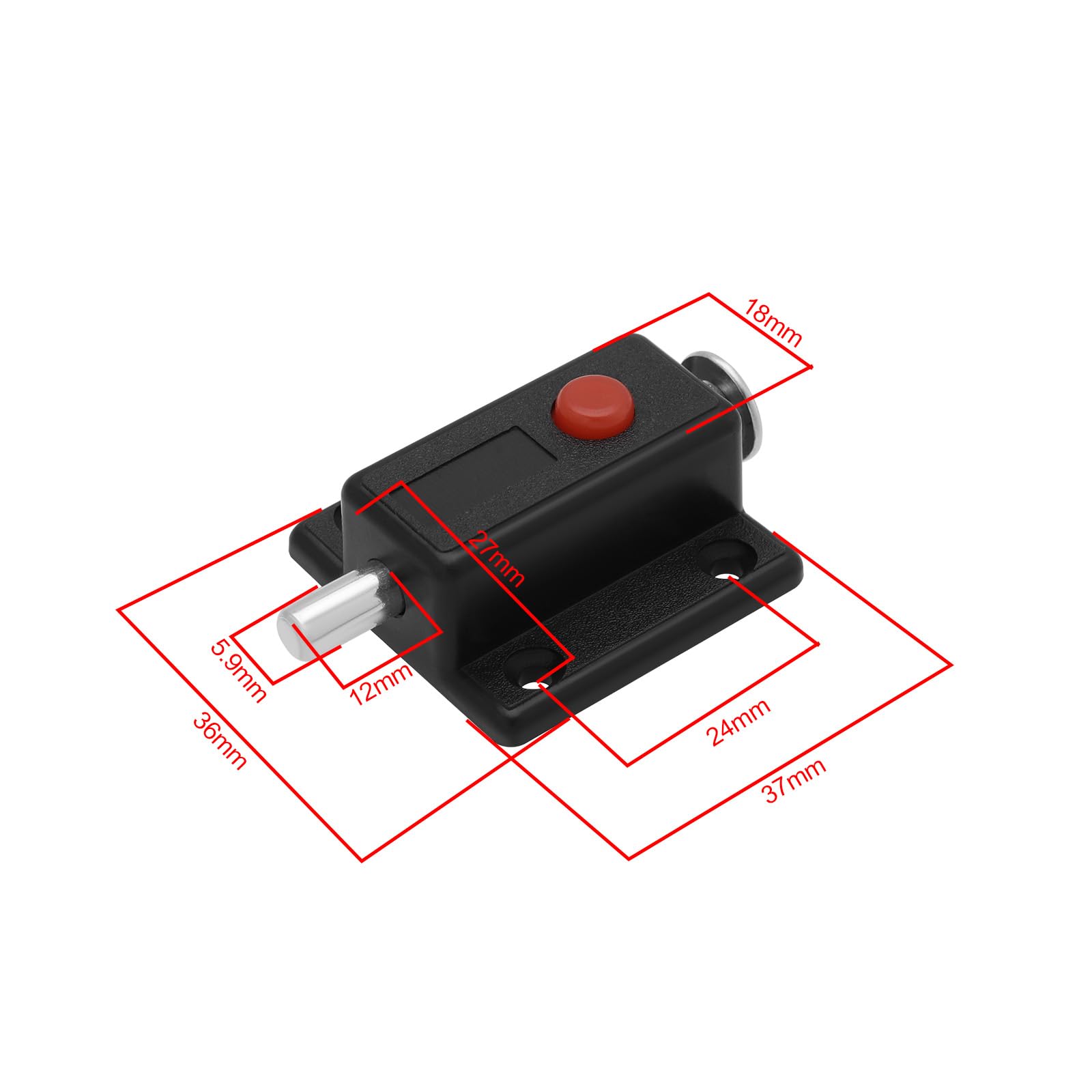 LT Easiyl 4pcs Black Plastic Push Button Spring Loaded Automatic Door ...