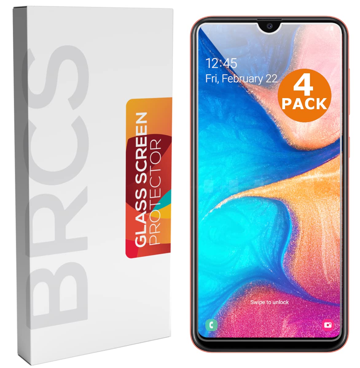 Samsung A20 Screen Protector Tempered Glass [4 Pack] by BRCS | 9H ...
