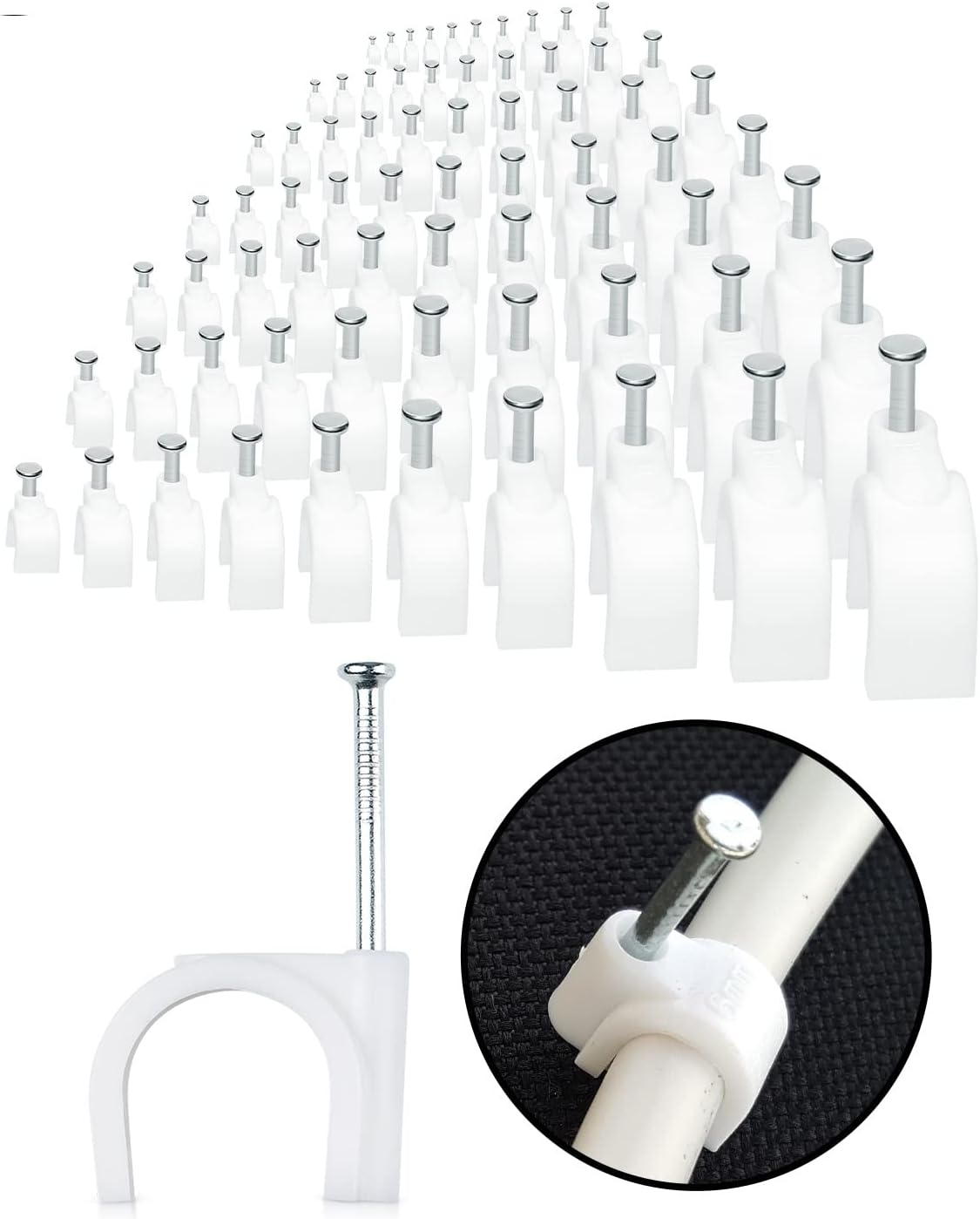 Amazon.com: Cable Matters 200-Pack Nail-in Cable Clips Cord Organizer ...