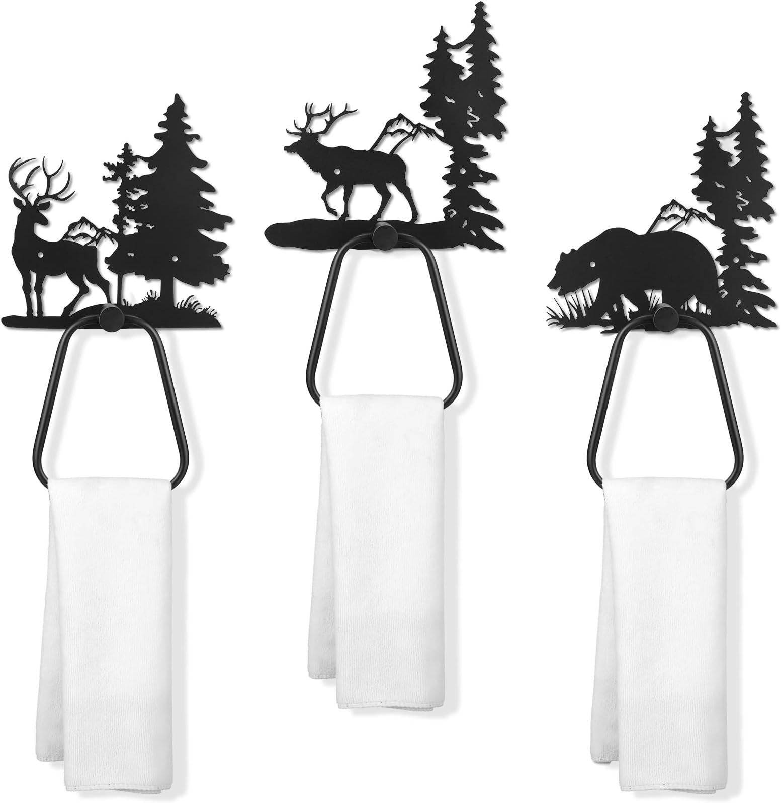 Amazon.com: DWK Black Bear Wall Mounted Towel Ring | Cabin Decorations ...