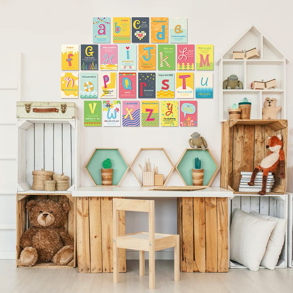 LHIUEM Abc's of God Scripture Wall Collage Kit, Bible Verse Wall Art ...