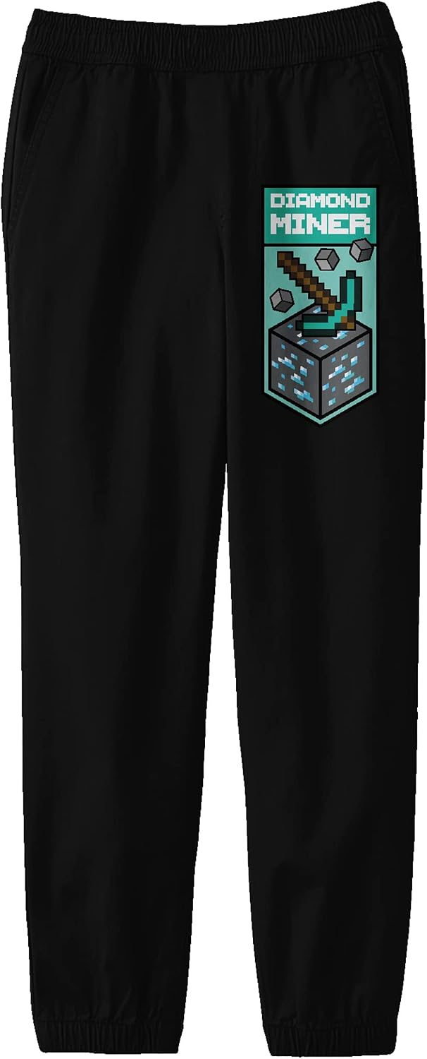 Amazon.com: Minecraft Diamond Miner Symbol Youth Black Graphic Jogger ...